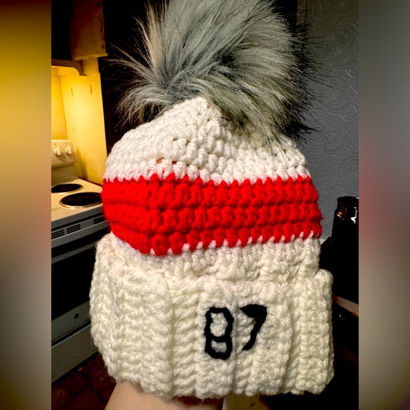 Accessories | Handmade Crocheted Taylor Swift Themed Chiefs Hat | Poshmark